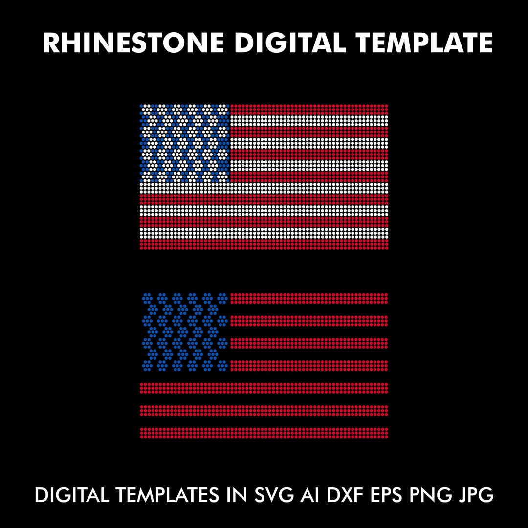 USA Flag Rhinestone Design, American Flag Rhinestone Template Cricut ...