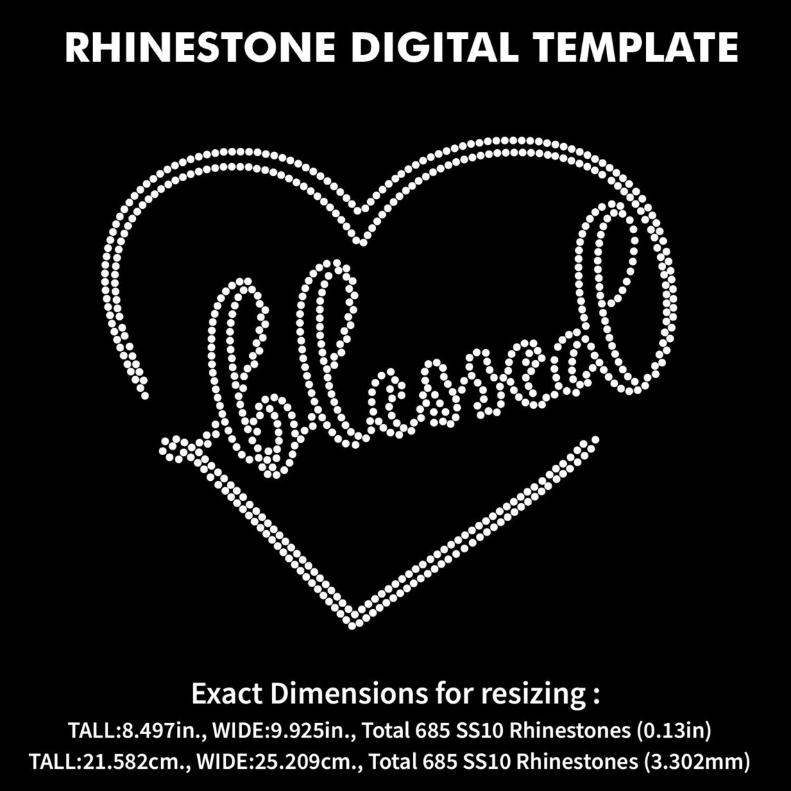 Blessed Heart Rhinestone Design, Rhinestone Templates Cricut Digital ...