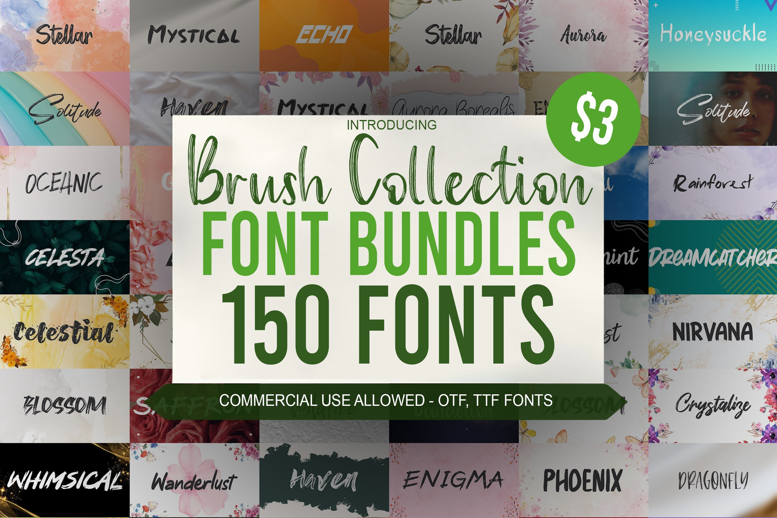 Brush Fonts Bundle Collection Paintbrush Font, Inked Fonts, Cricut Font, Canva Fonts, Procreate ...
