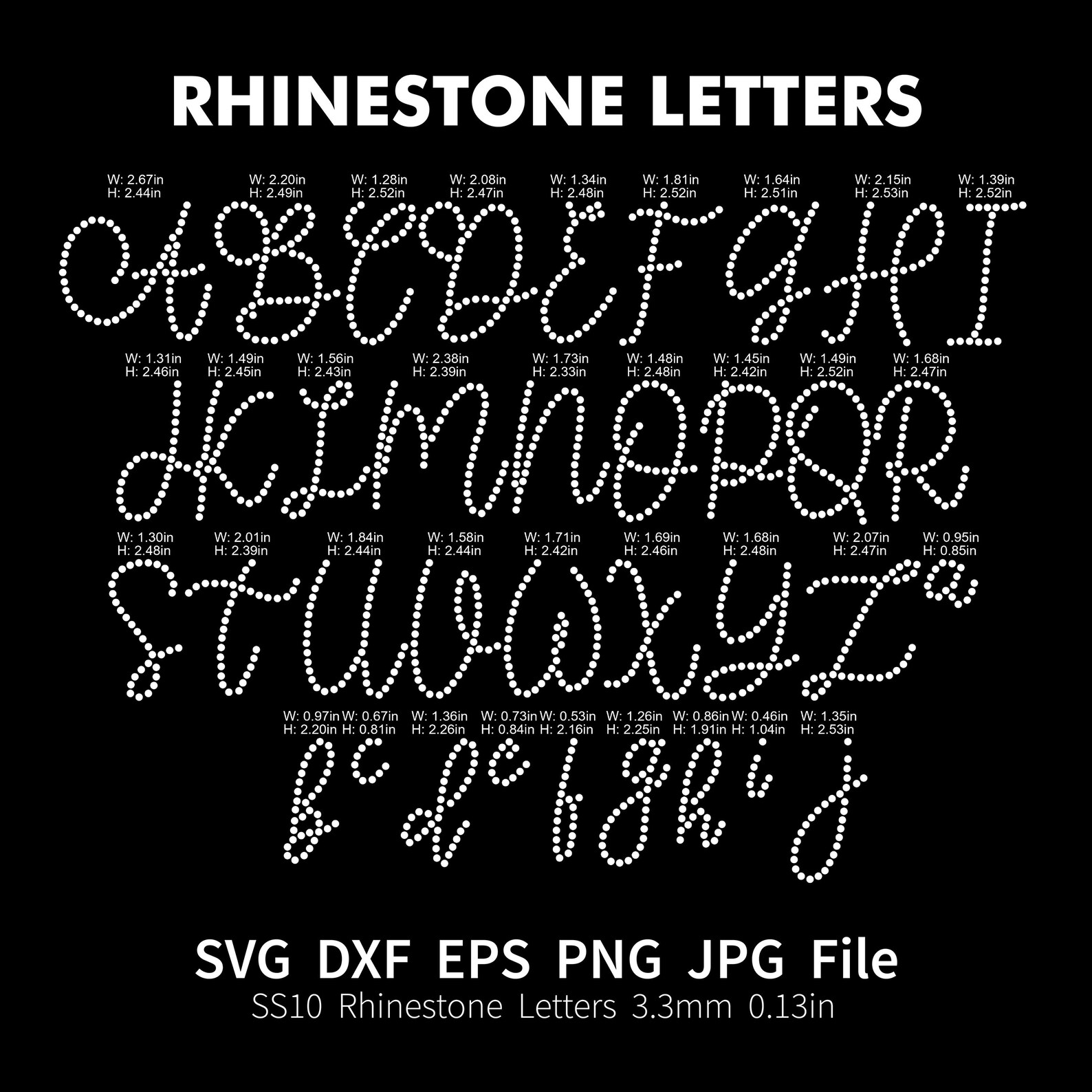 Cursive Rhinestone Font Alphabet Elegant Wedding Handwritten Style SS10 ...