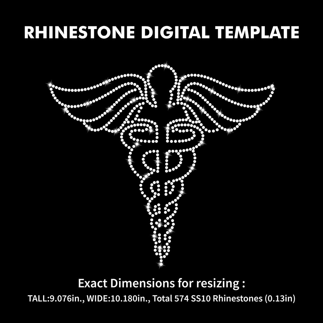Medical Symbol Rhinestone Template, Caduceus Rhinestone Design Cricut ...