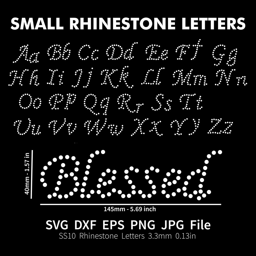 Cursive Rhinestone Font Letters Alphabet Small Wedding Handwritten ...