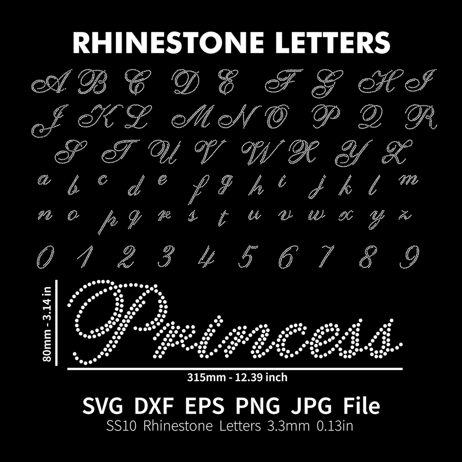 Cursive Rhinestone Font Alphabet Elegant Wedding Handwritten Style ...