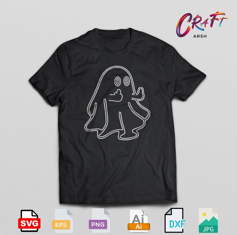 Rhinestone Ghost Middle Finger Design, Halloween Rhinestone Template ...