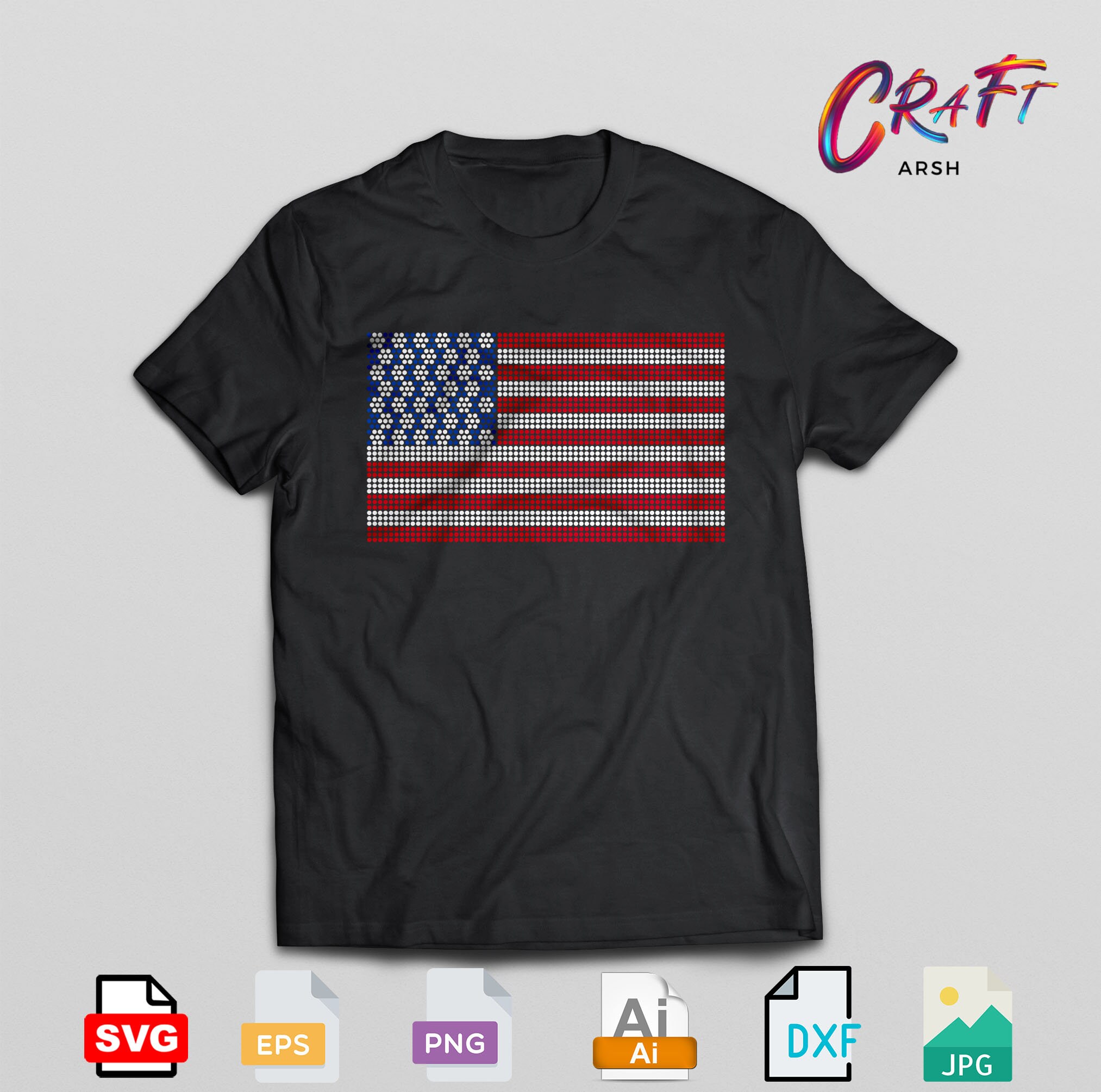 USA Flag Rhinestone Design, American Flag Rhinestone Template Cricut ...