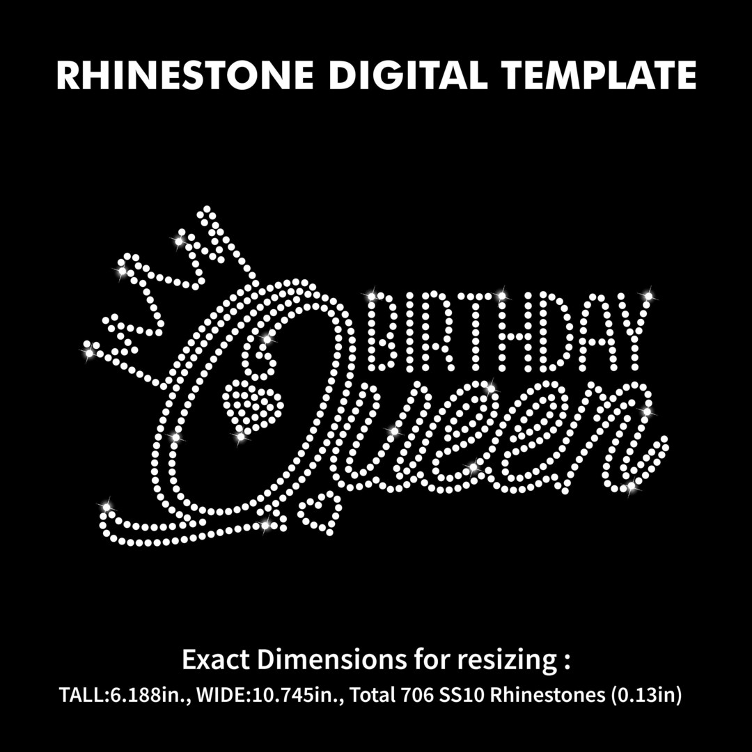 Download Birthday Queen Rhinestone Template, Rhinestone Design Cricut ...