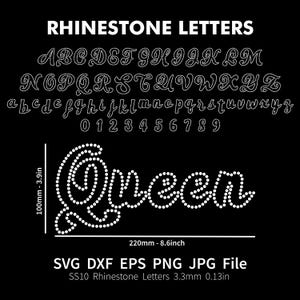 Queen Rhinestone Font Letters Alphabet Cursive Wedding Handwritten ...