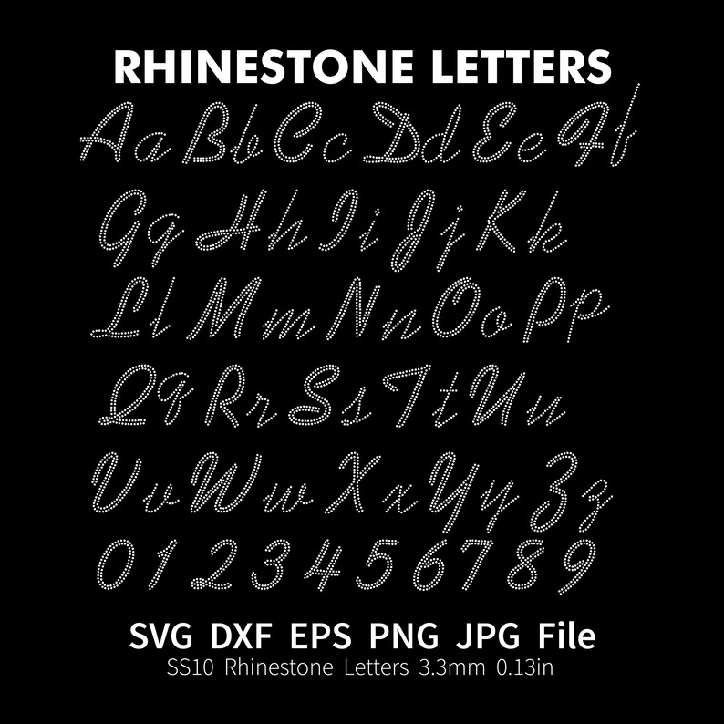 Alphabet Rhinestone Font Letters Cursive Handwritten Style SS10 SVG Cut ...