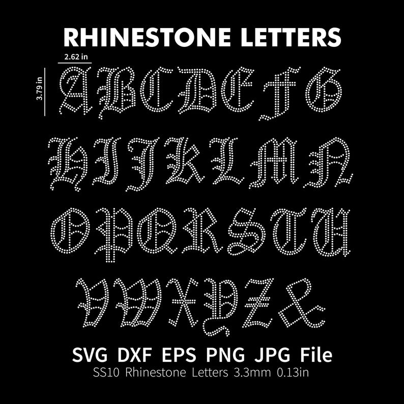 Old English Rhinestone Letters Rhinestone Alphabet SS10 Font Old ...