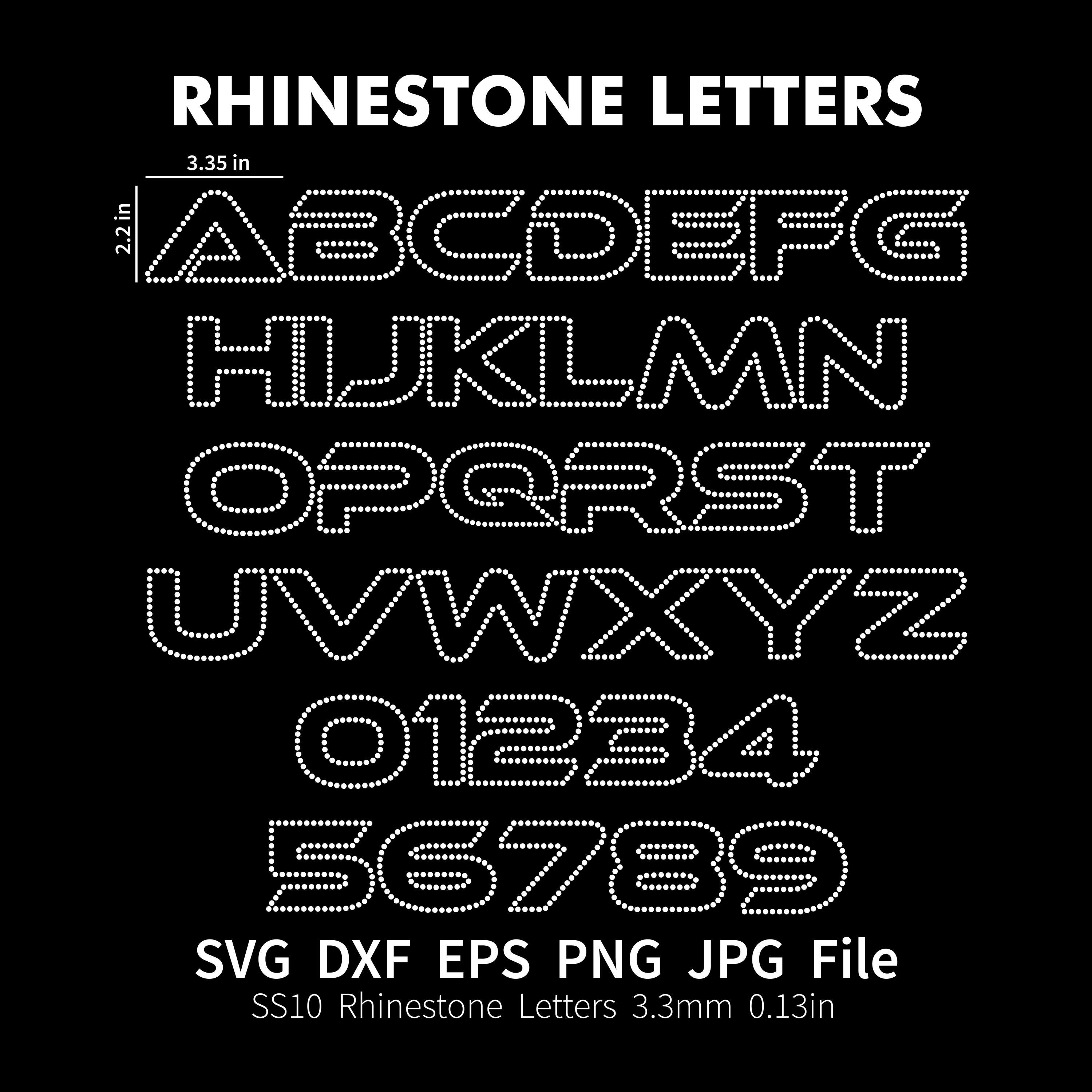 Rhinestone Boss Font Letters Alphabet College Sports Outline Style SS10 ...