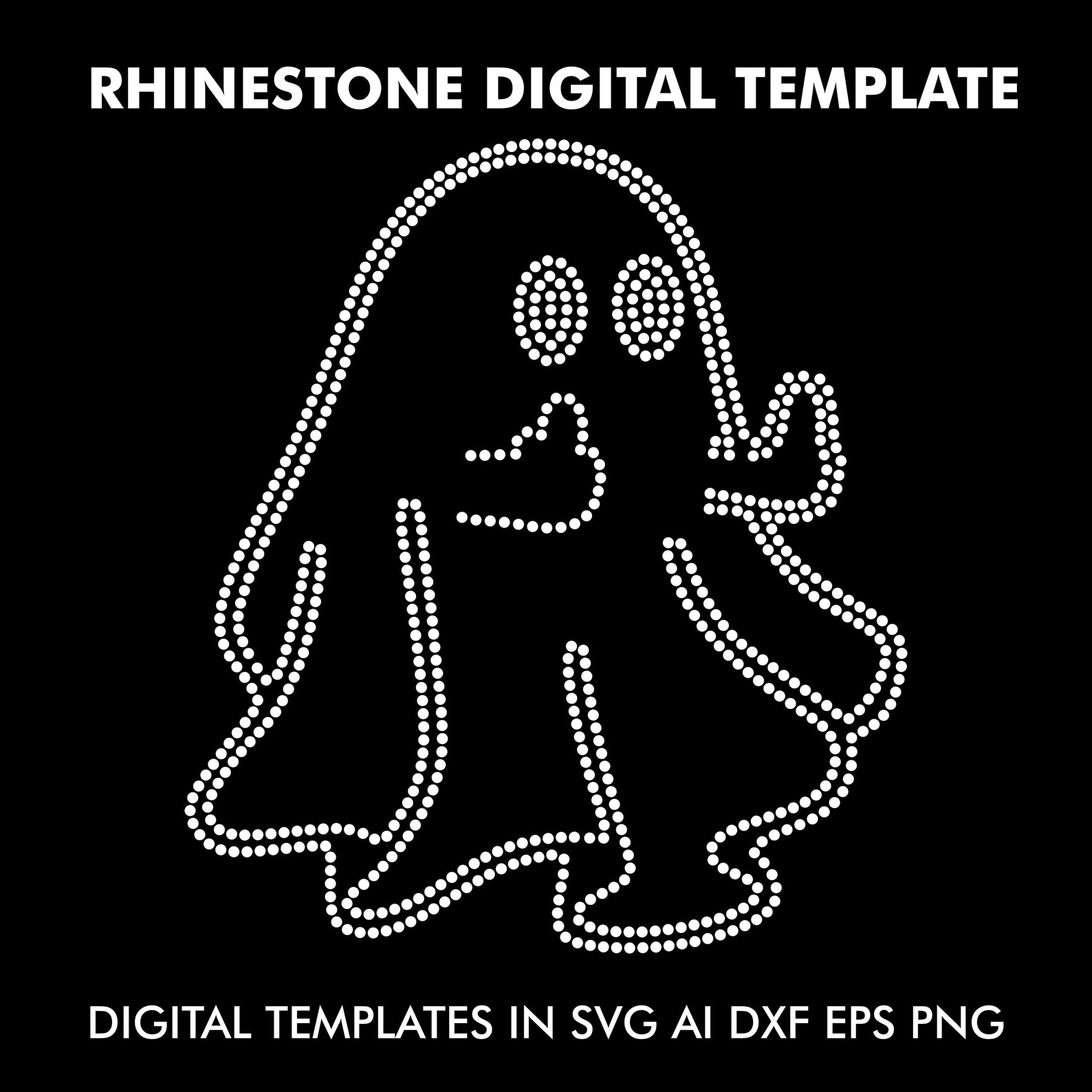 Rhinestone Ghost Middle Finger Design, Halloween Rhinestone Template ...