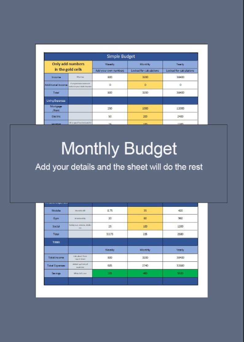 Simple Monthly Budget Planner - Etsy