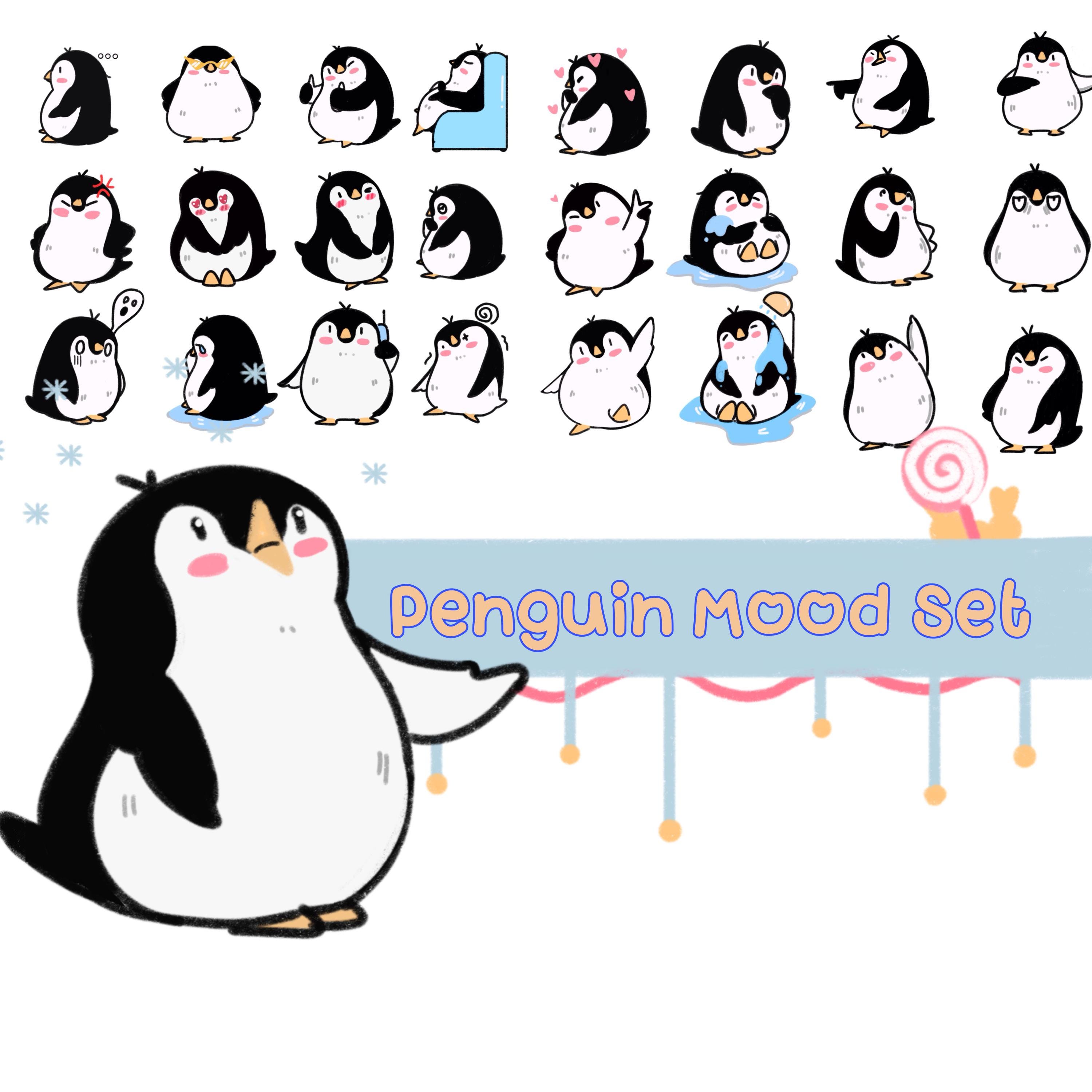 Cute Penguin PNG Clipart Penguin Mood Set Kawaii Animal Stickers ...