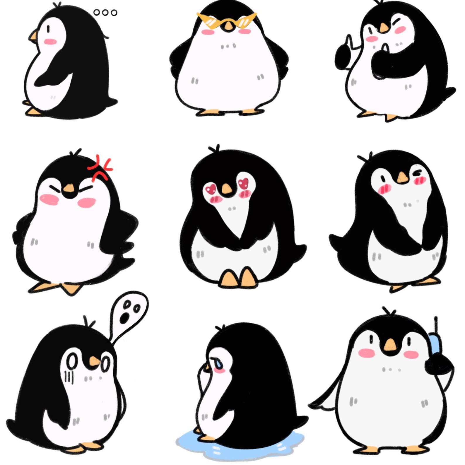 Cute Penguin PNG Clipart Penguin Mood Set Kawaii Animal Stickers ...
