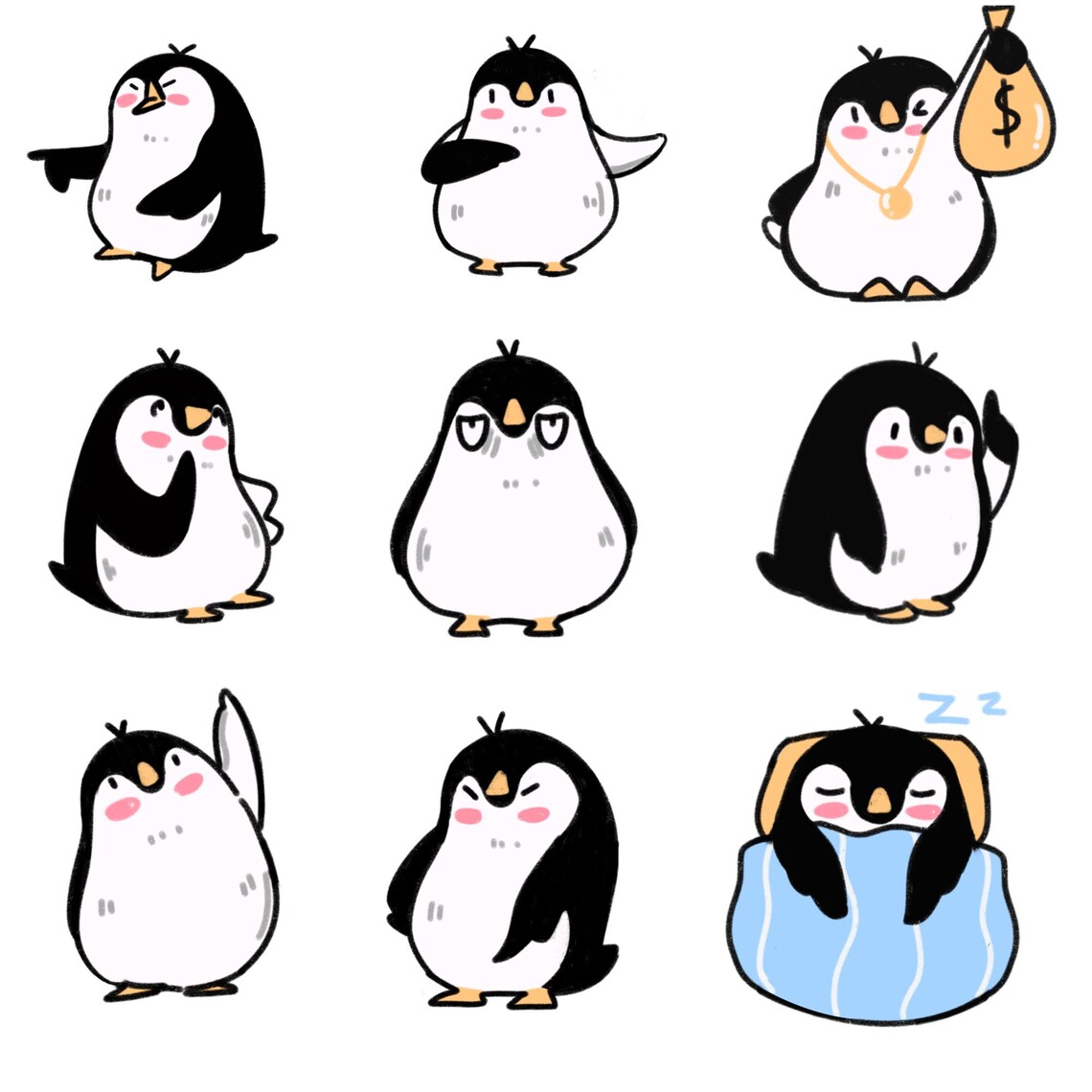 Cute Penguin PNG Clipart Penguin Mood Set Kawaii Animal Stickers ...