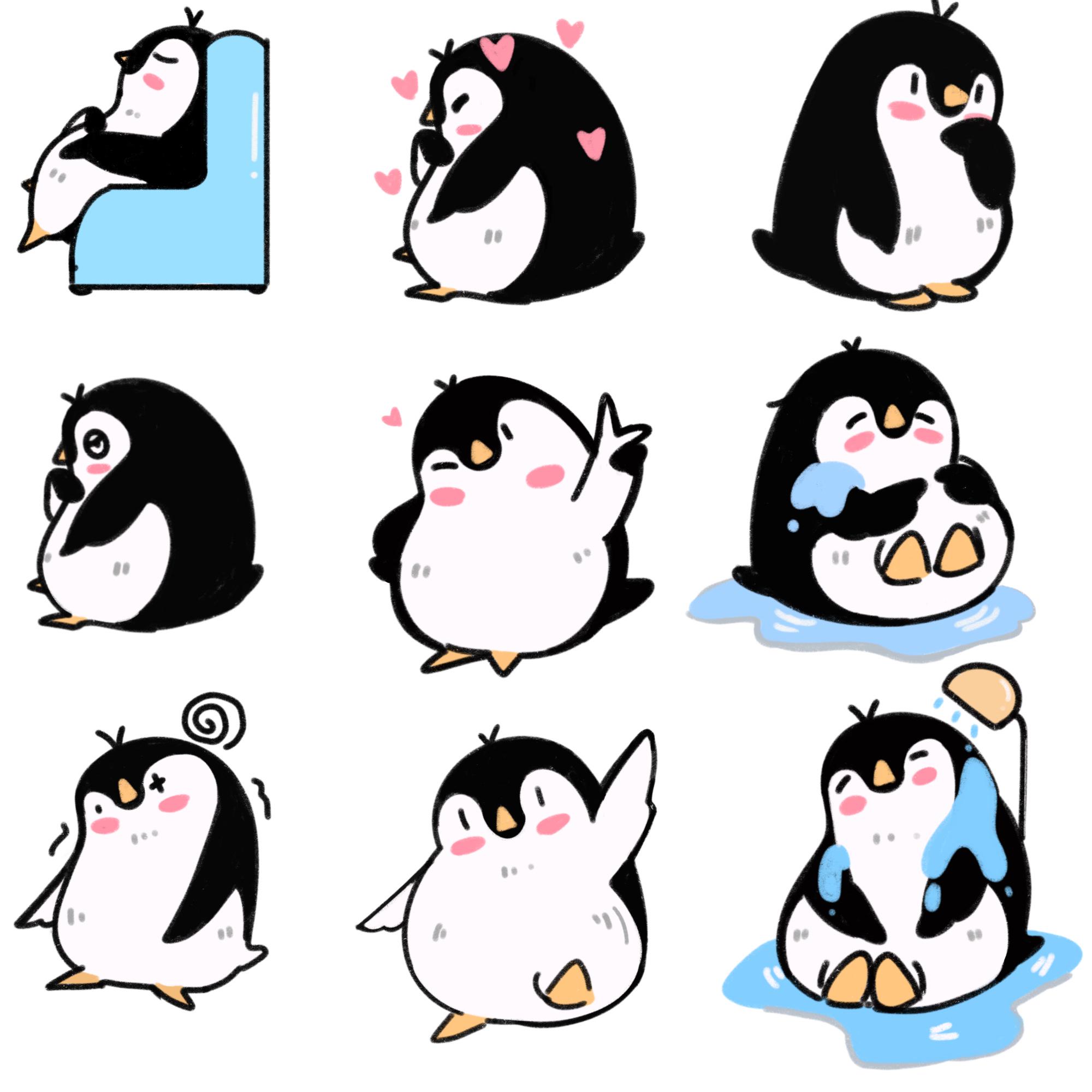Cute Penguin PNG Clipart Penguin Mood Set Kawaii Animal Stickers ...