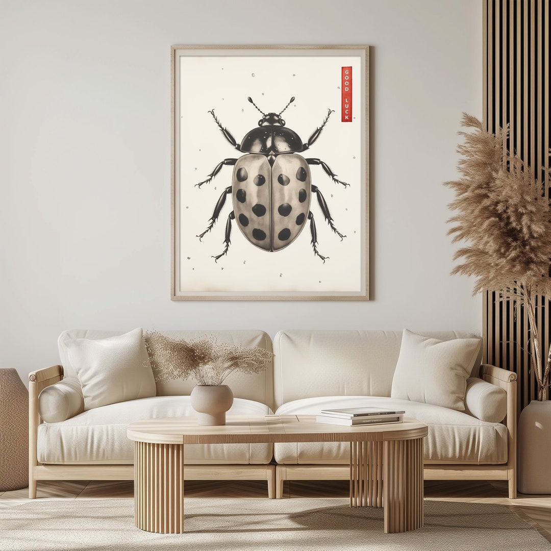 Lucky Ladybug Art Print, Vintage Good Luck Charm Poster, Symbolic ...