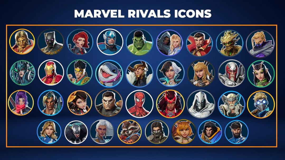 Get All 35 Marvel Rivals Heroes Icons (PNG), for Your Gaming Clips ...