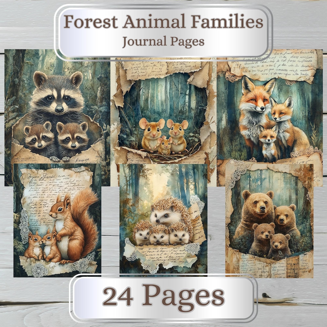 Watercolor Forest Animal Family Journal Pages (11 X 8.5", Printable) - Etsy