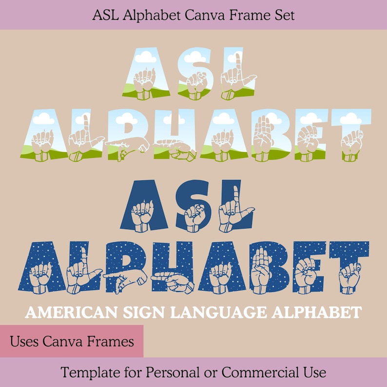 ASL Alphabet Canva Frames: Drag & Drop Letters (digital Download) - Etsy