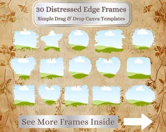 24 Bleach Effect Distressed Edge Canva Frames Fill Your Own Design in ...