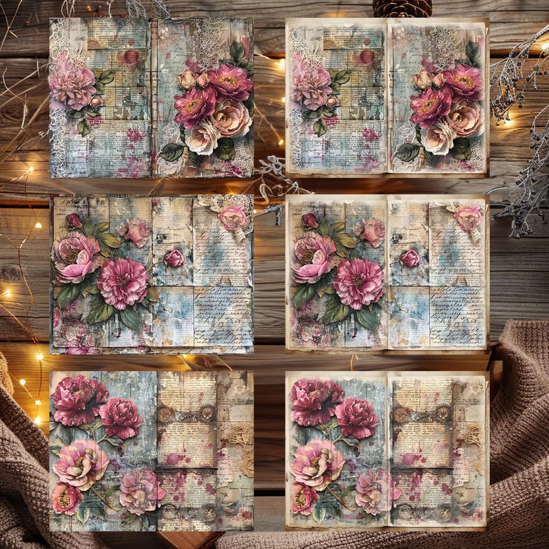 Dusky Blooms Floral Collage Journal Pages: Victorian Printable (digital ...