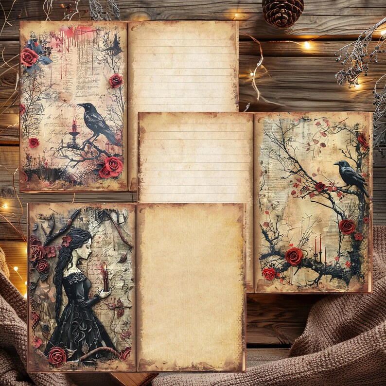 Victorian Gothic Junk Journal Pages: One for Sorrow (digital Download ...