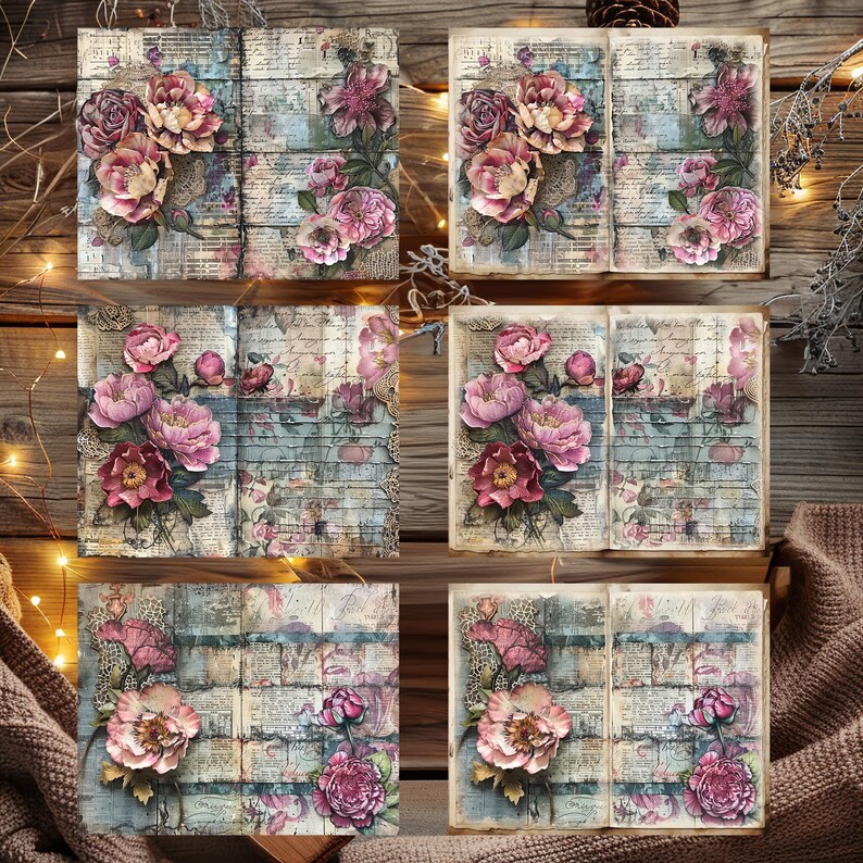Dusky Blooms Floral Collage Journal Pages: Victorian Printable (digital ...