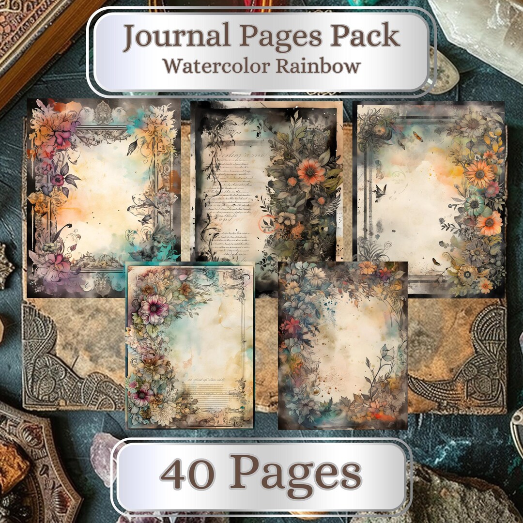 Dark Boho Floral Journal Pages: Printable Cardmaking Backgrounds (40 ...