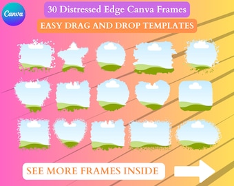 24 Bleach Effect Distressed Edge Canva Frames Fill Your Own Design in ...