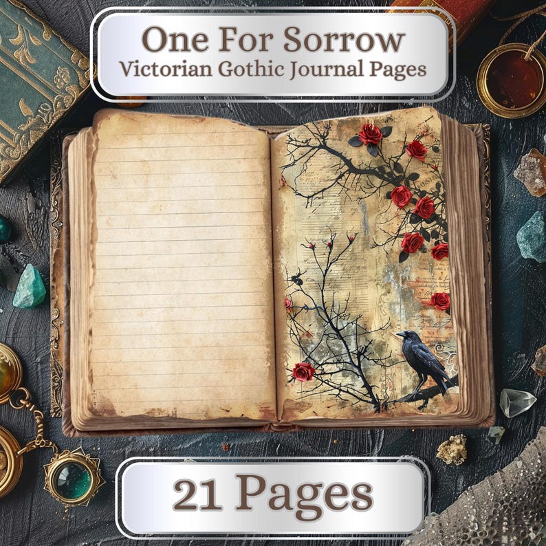 Victorian Gothic Junk Journal Pages: One for Sorrow (digital Download ...