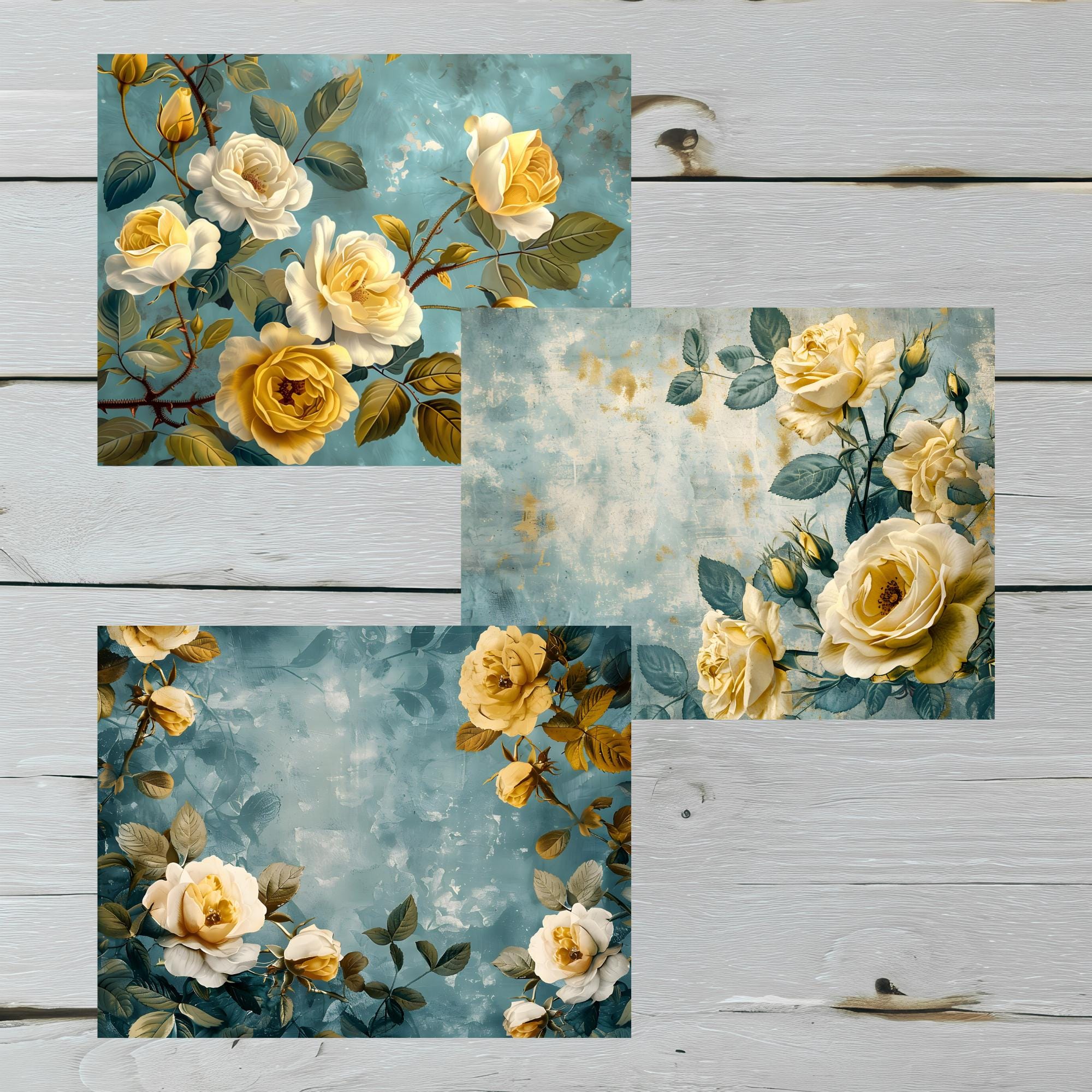 Vintage Yellow Roses Junk Journal Pages: Floral Scrapbook Paper (15 ...