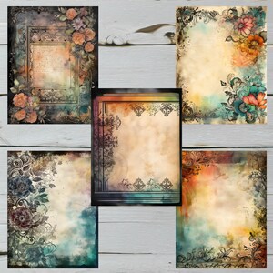Dark Boho Floral Journal Pages: Printable Cardmaking Backgrounds (40 ...