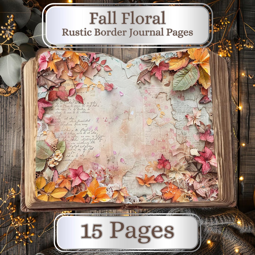 15 Pages. Dried Floral Border, Decorative Flowers & Leaves Digital ...
