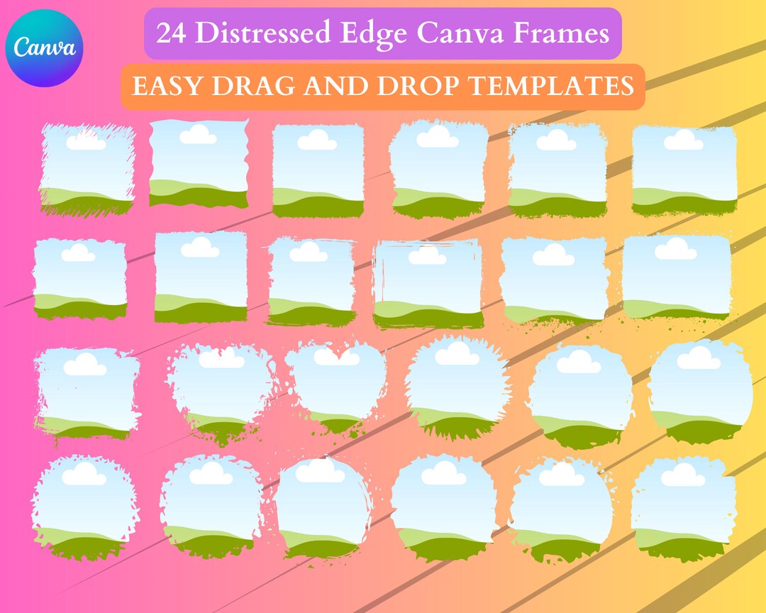 Bleach Effect Distressed Edge Canva Frames. 24 Frames. Fill Your Own ...