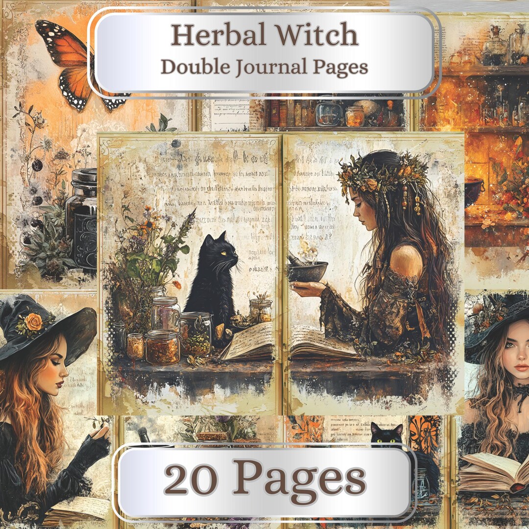 20 Pages. Herbal Witch Junk Journal Pages. Kitchen Witch, Domestic ...