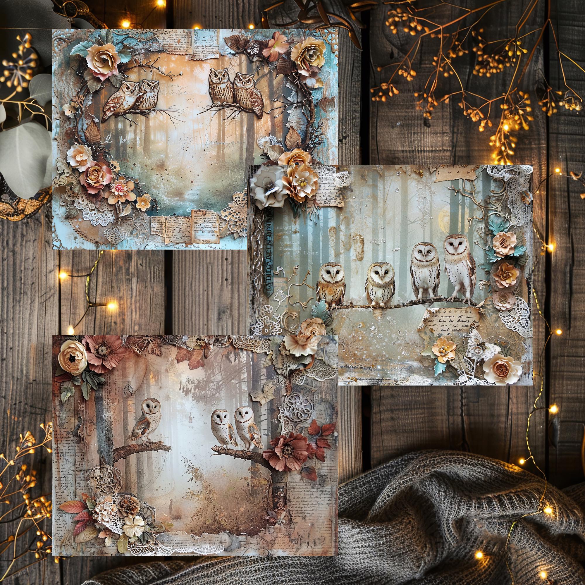 Woodland Owl Junk Journal Pages: Rustic Nature Collage (digital ...