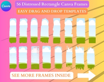 24 Bleach Effect Distressed Edge Canva Frames Fill Your Own Design in ...