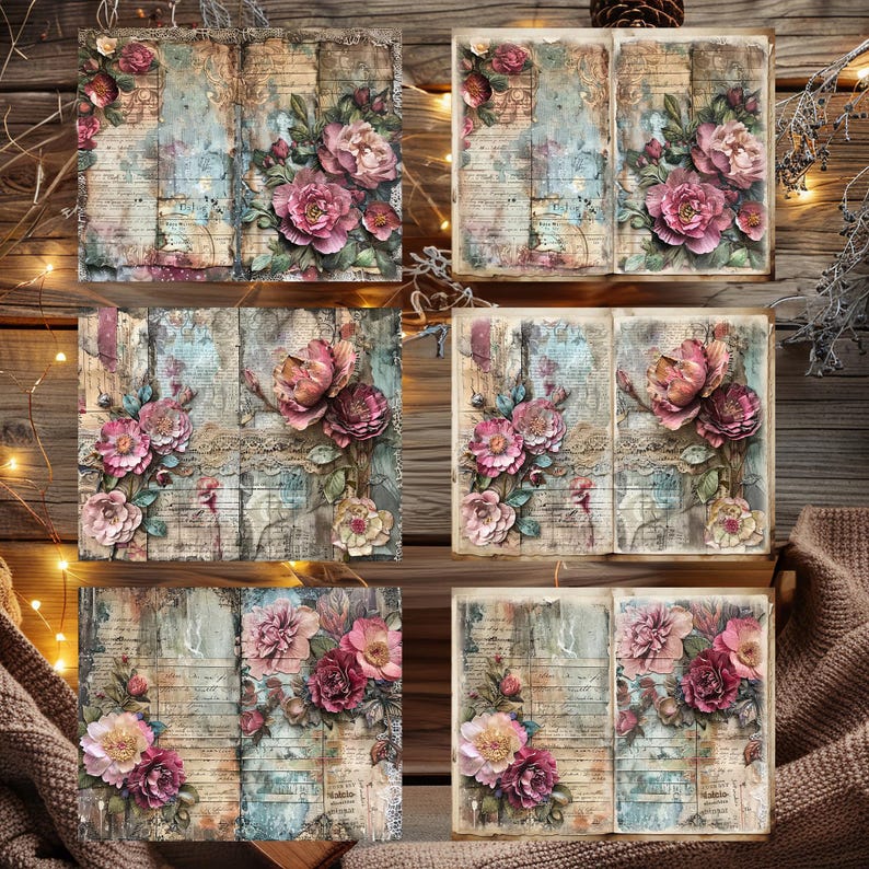 Dusky Blooms Floral Collage Journal Pages: Victorian Printable (digital ...