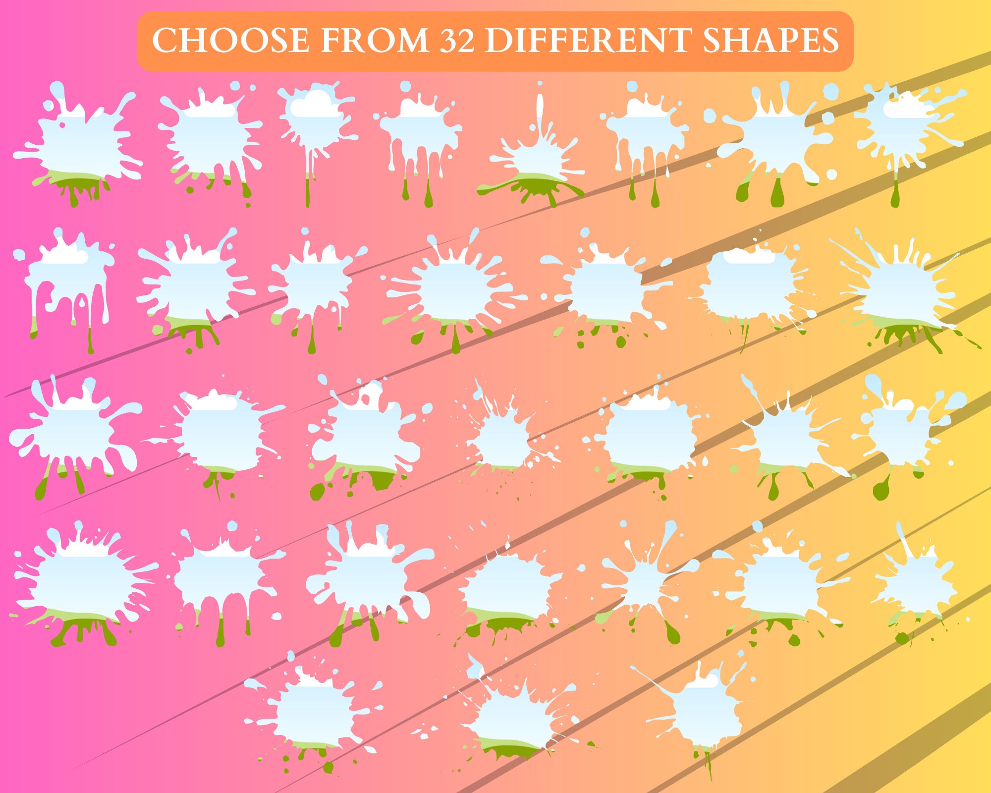 Paint Splatter Effect Canva Frames. 32 Frames. Fill Your Own Design in ...