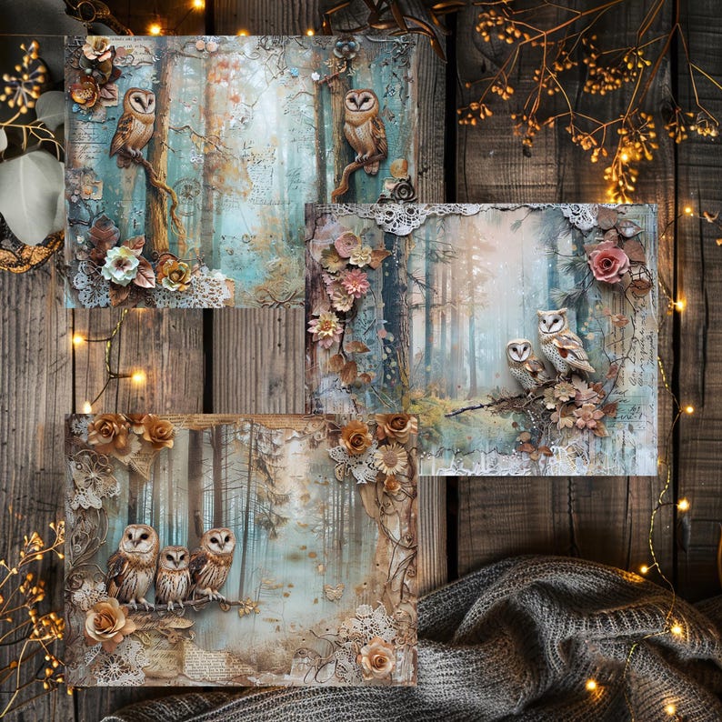 Woodland Owl Junk Journal Pages: Rustic Nature Collage (digital ...