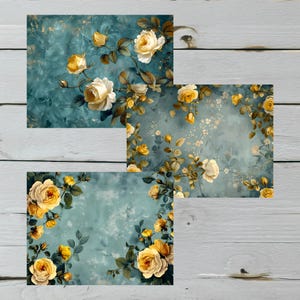 Vintage Yellow Roses Junk Journal Pages: Floral Scrapbook Paper (15 ...