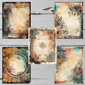 Dark Boho Floral Journal Pages: Printable Cardmaking Backgrounds (40 ...