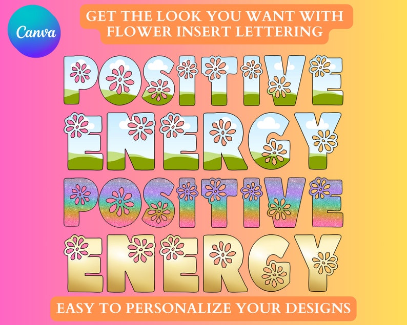 Flower Alphabet Canva Frames. Fill Your Own Letters in Canva. Editable ...