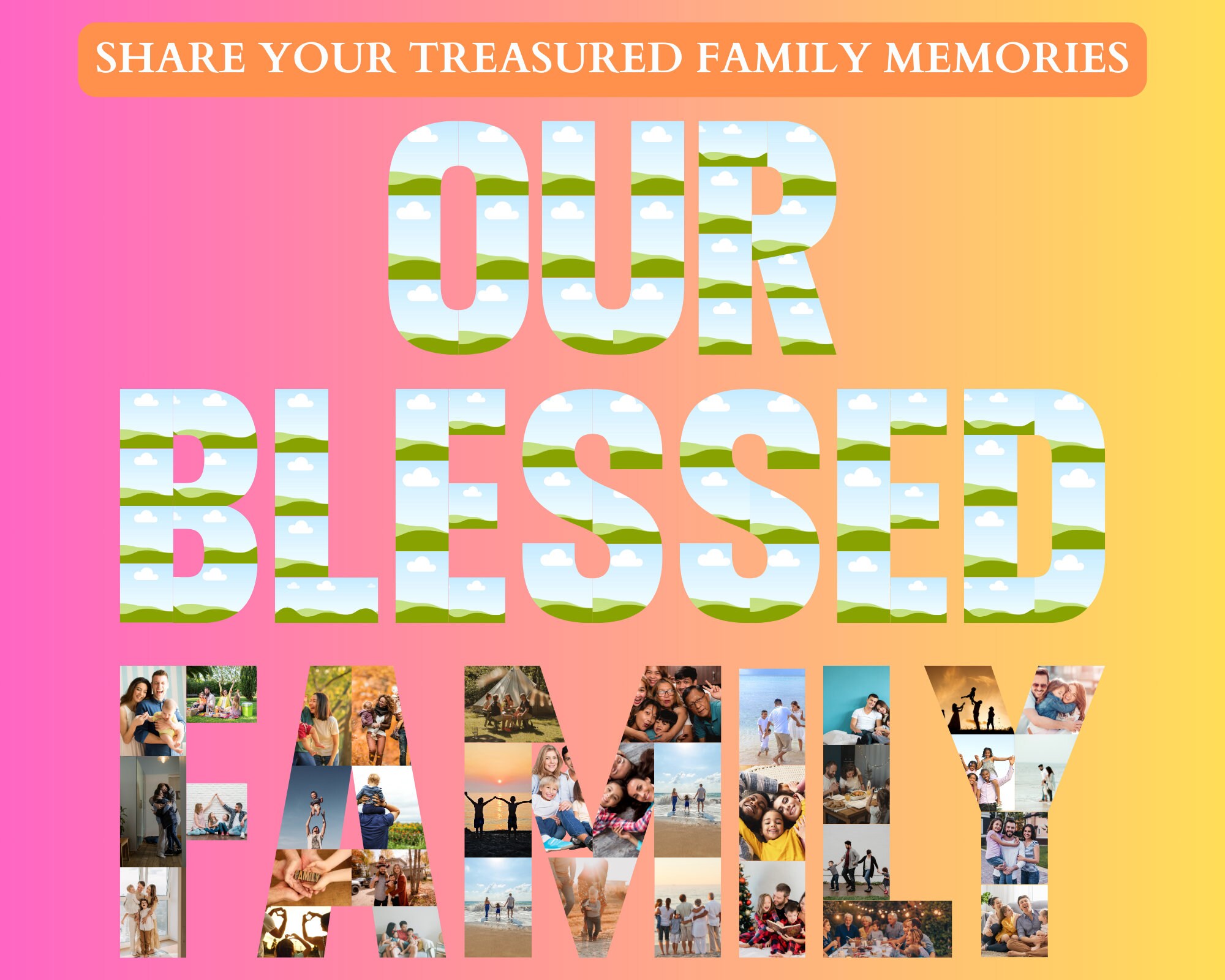 Family Words Photo Collage Alphabet Frames. Make Your Own Family Word ...