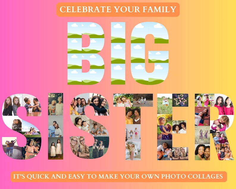 Family Words Photo Collage Alphabet Frames. Make Your Own Family Word ...