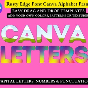 Rust Edge Font Alphabet Canva Frames. Fill Your Own Letters in Canva ...
