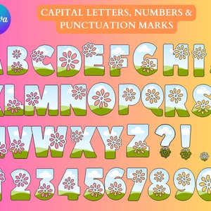 Flower Alphabet Canva Frames. Fill Your Own Letters in Canva. Editable ...