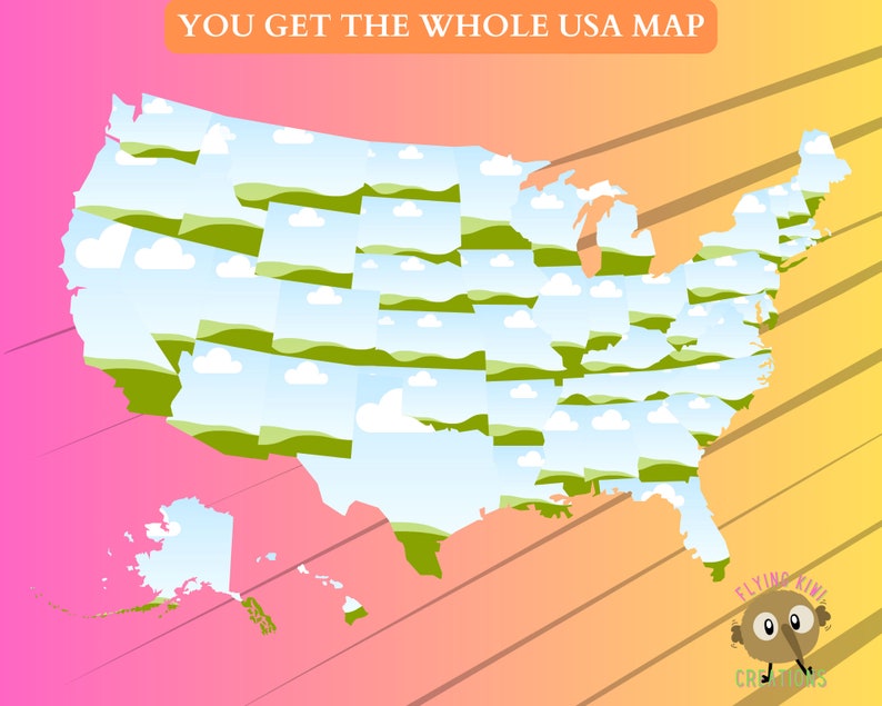 USA Map Plus Individual States Canva Frames. Fill Your Own Design in ...