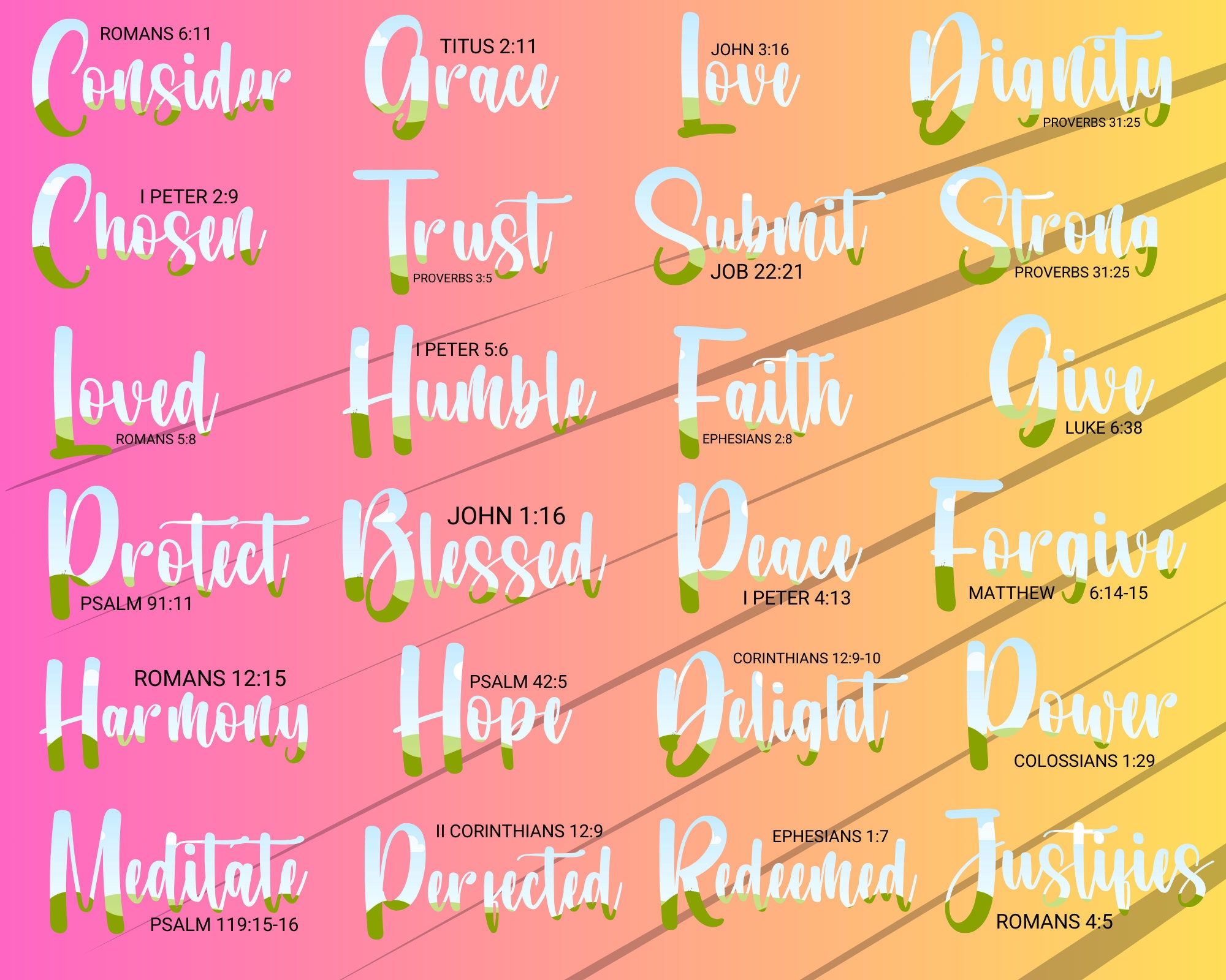 24 Bible Verses Canva Frames. Fill Your Own Design in Canva. Editable ...